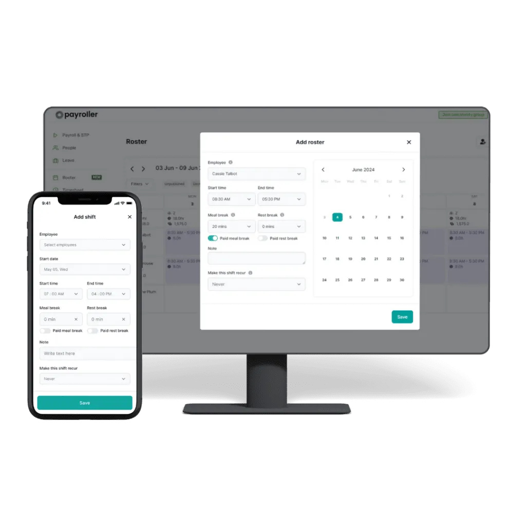 Free Roster Software - Rostering for Small Businesses | Payroller