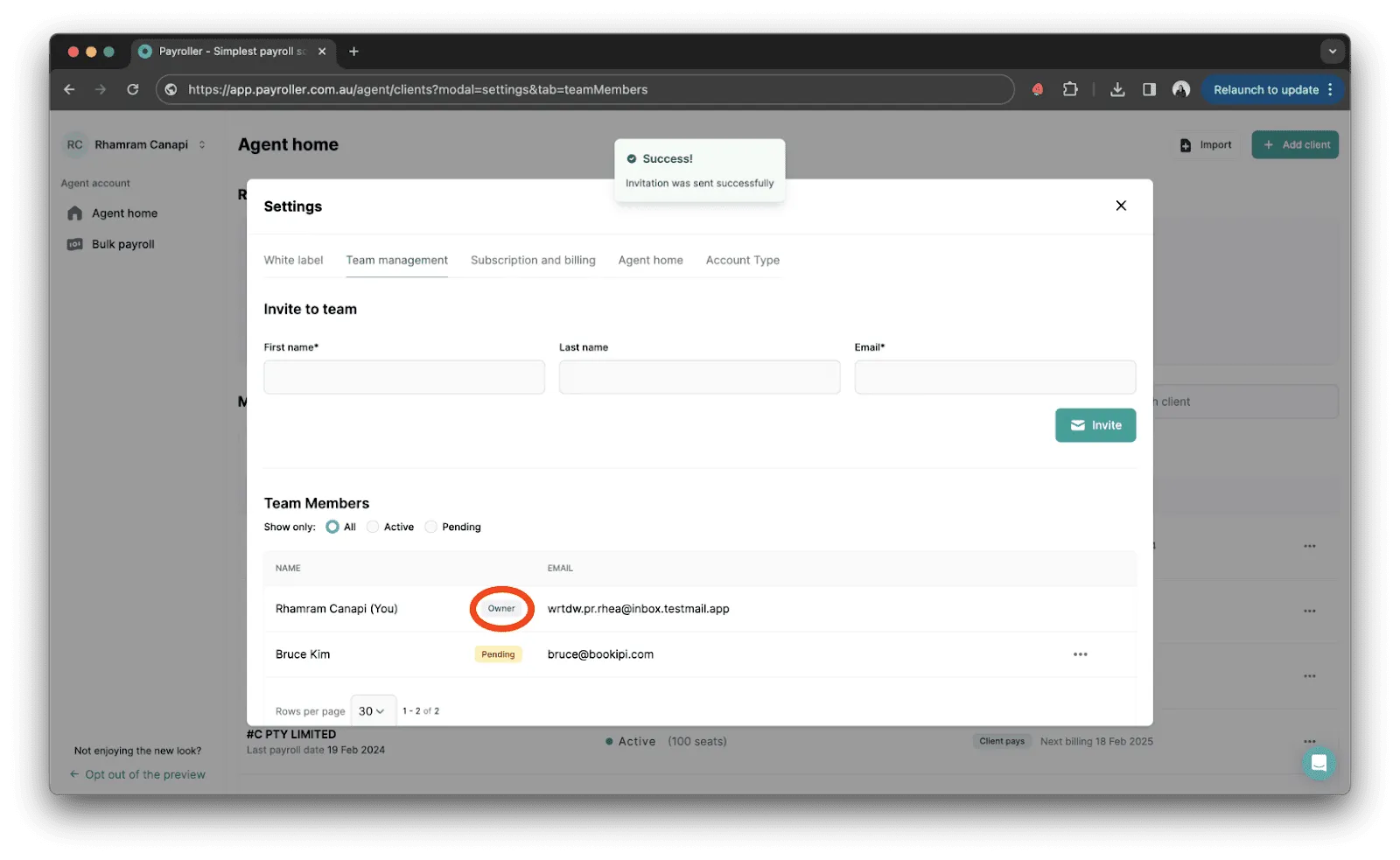 Identifying the main agent account holder - Agent Account