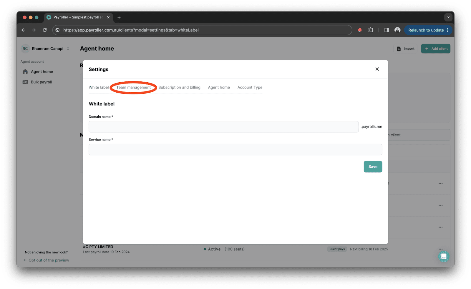 Identifying the main agent account holder - Agent Account