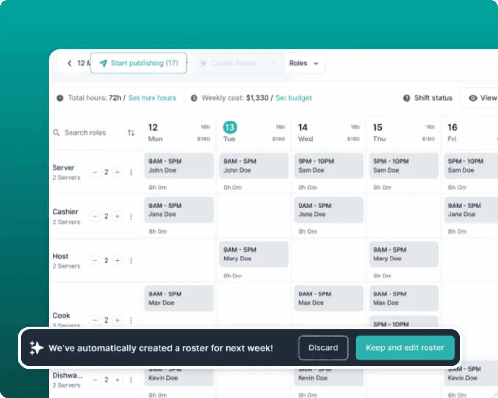 Free AI Rostering Software - Make Easy Rosters with AI! | Payroller