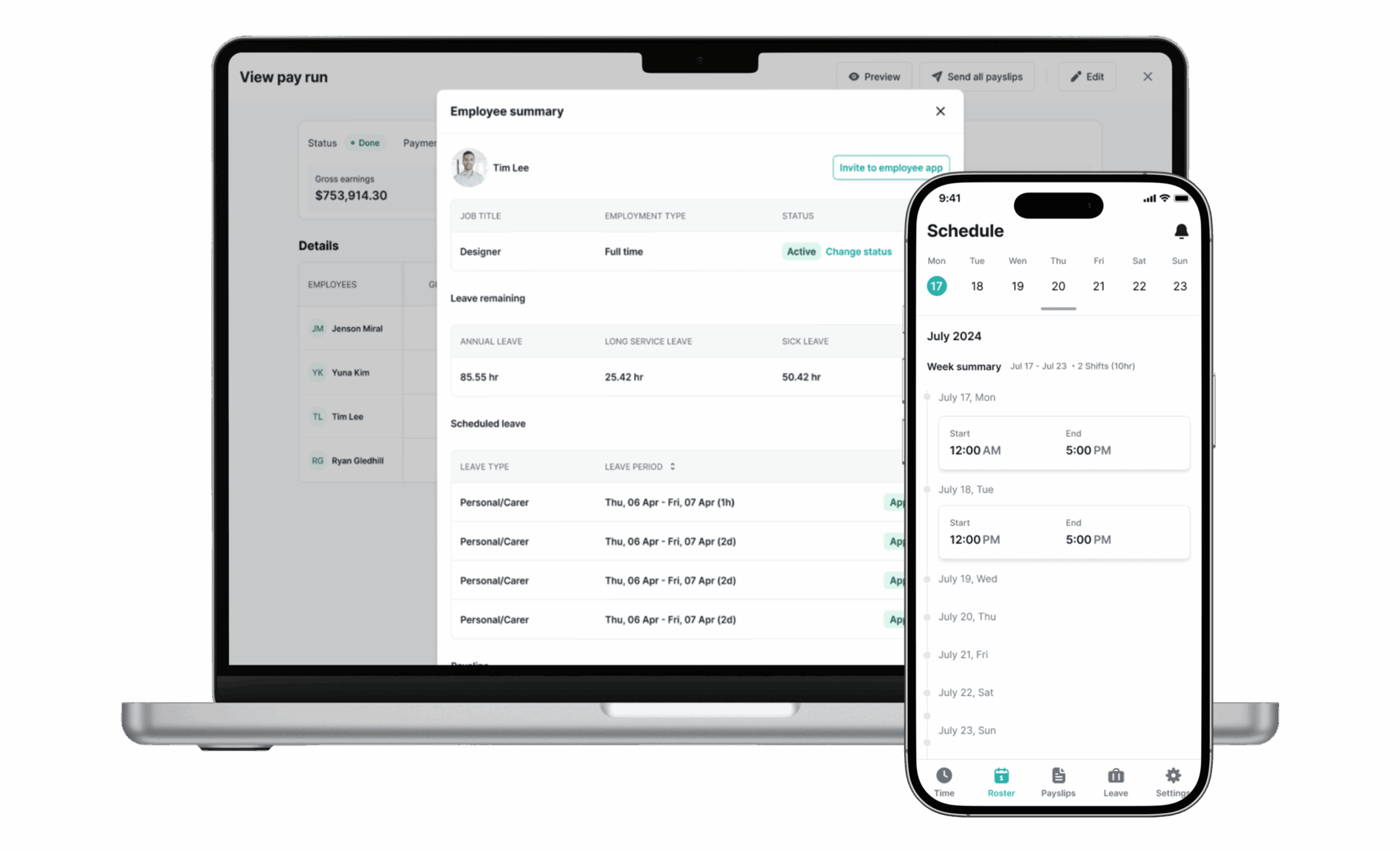 Free Roster Software - Rostering for Small Businesses | Payroller