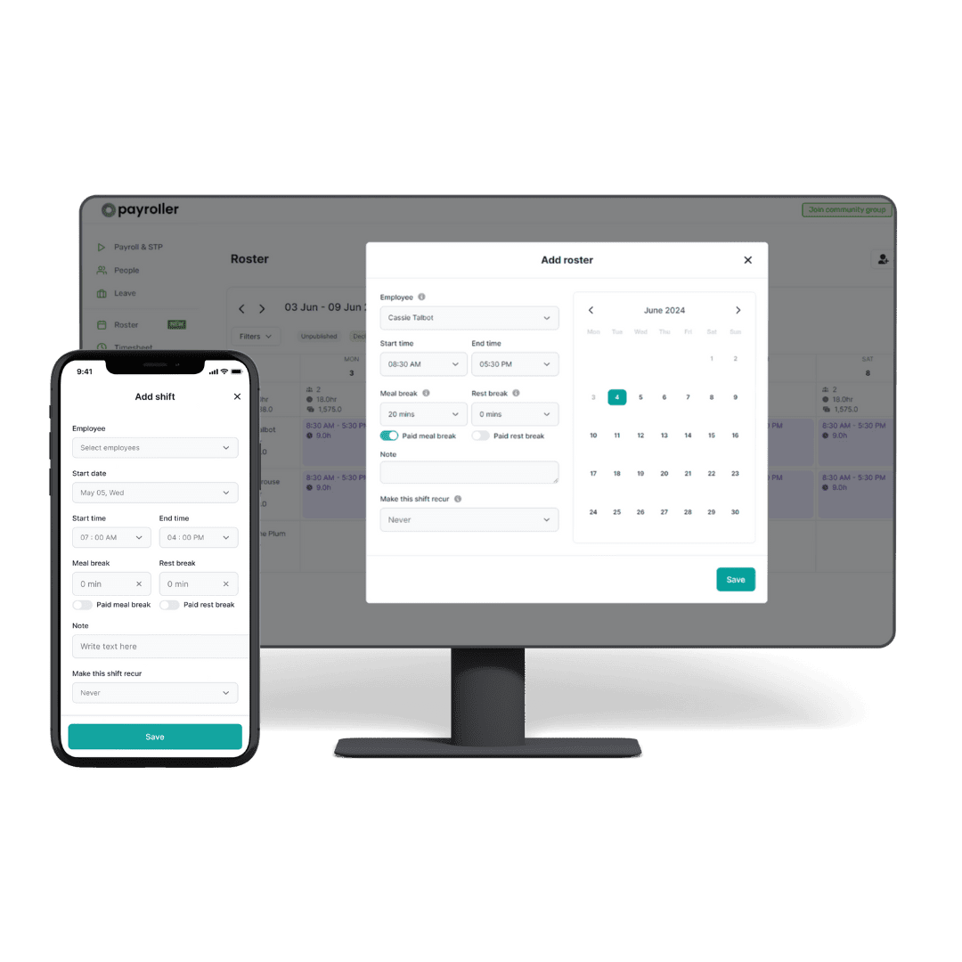 Free Roster Software - Rostering for Small Businesses | Payroller