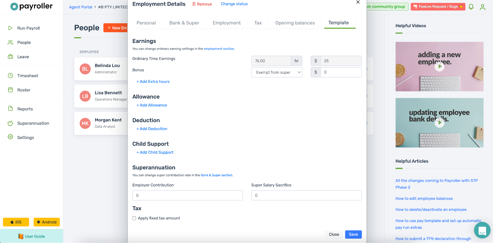 How To Use Pay Templates In Payroller For Easy STP | Payroller