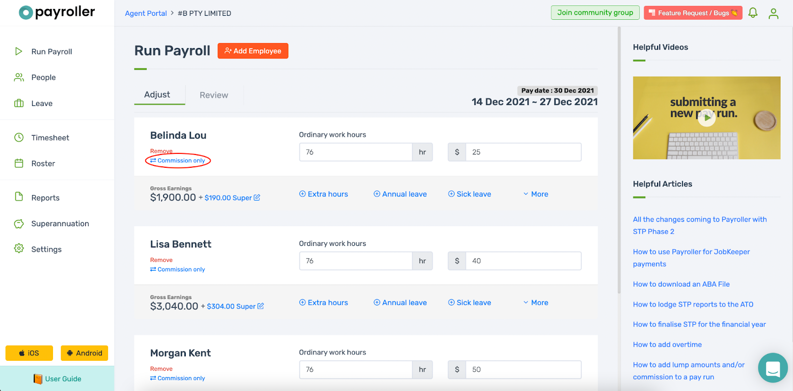 How To Add Commissions & Lump Sums - STP | Payroller Australia