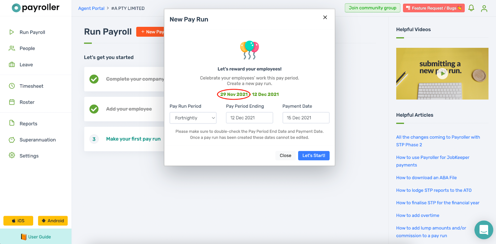 How To Set Payroll Start Dates For Pay Runs | Payroller