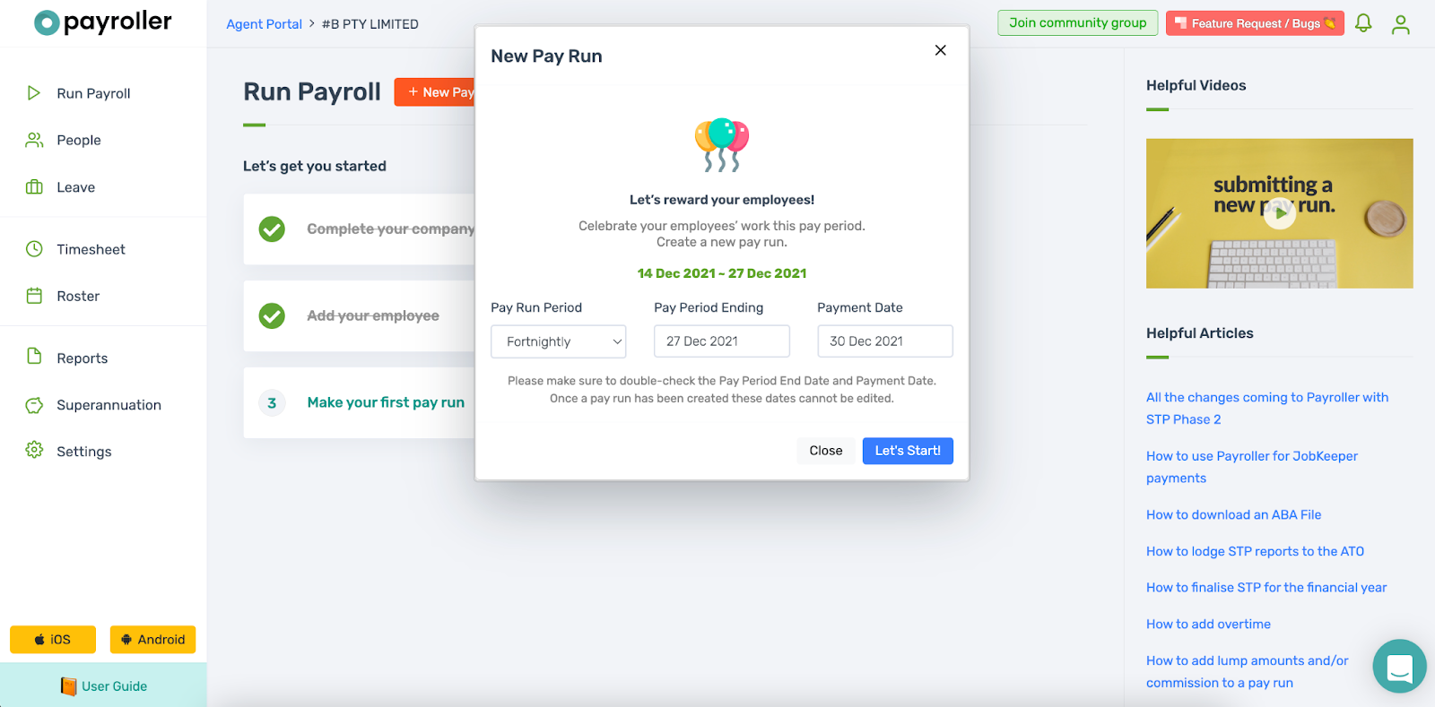 Set Different Pay Periods In Pay Runs | Payroller Australia