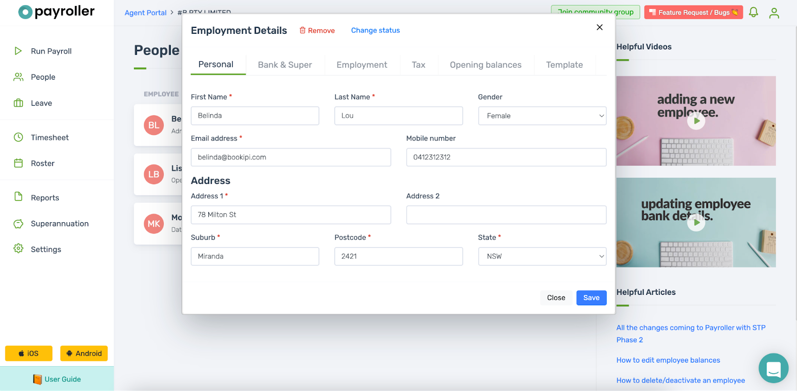 How To Edit Employee Details For STP | Payroller Australia