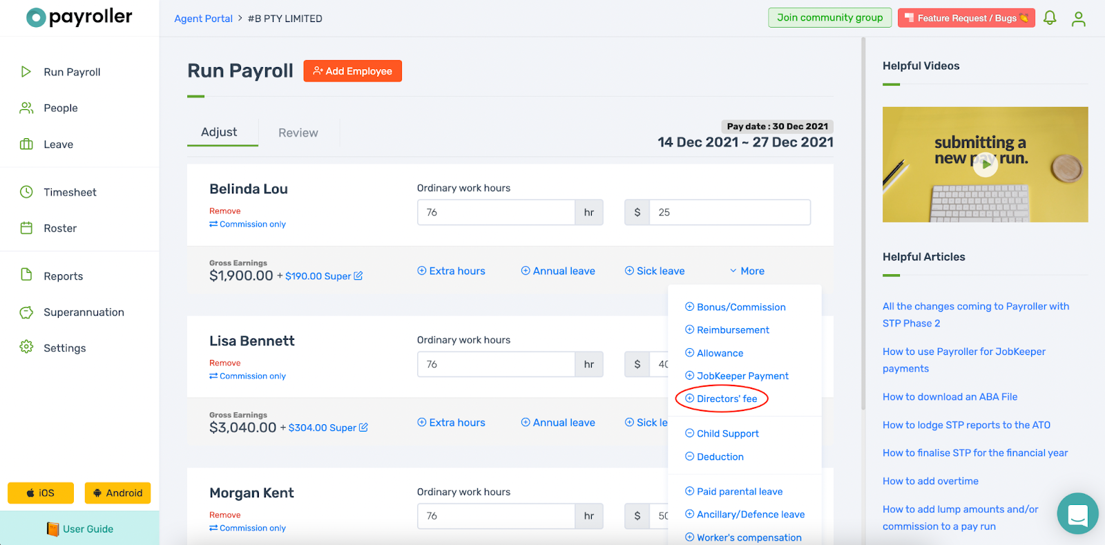 How To Add Directors' Fees To Payroll | Payroller Australia