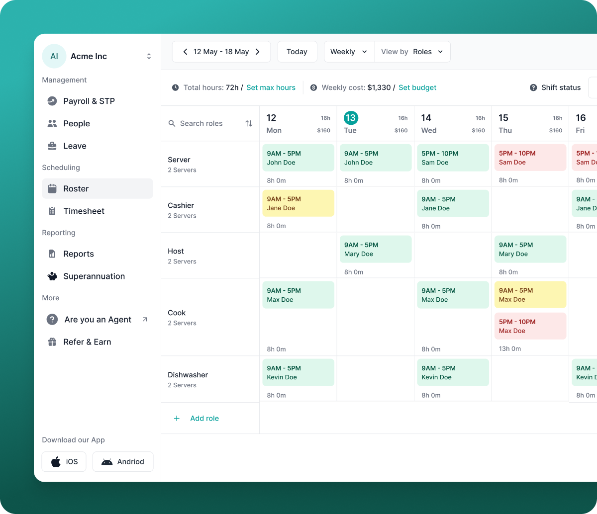 Free AI Rostering Software - Make Easy Rosters with AI! | Payroller