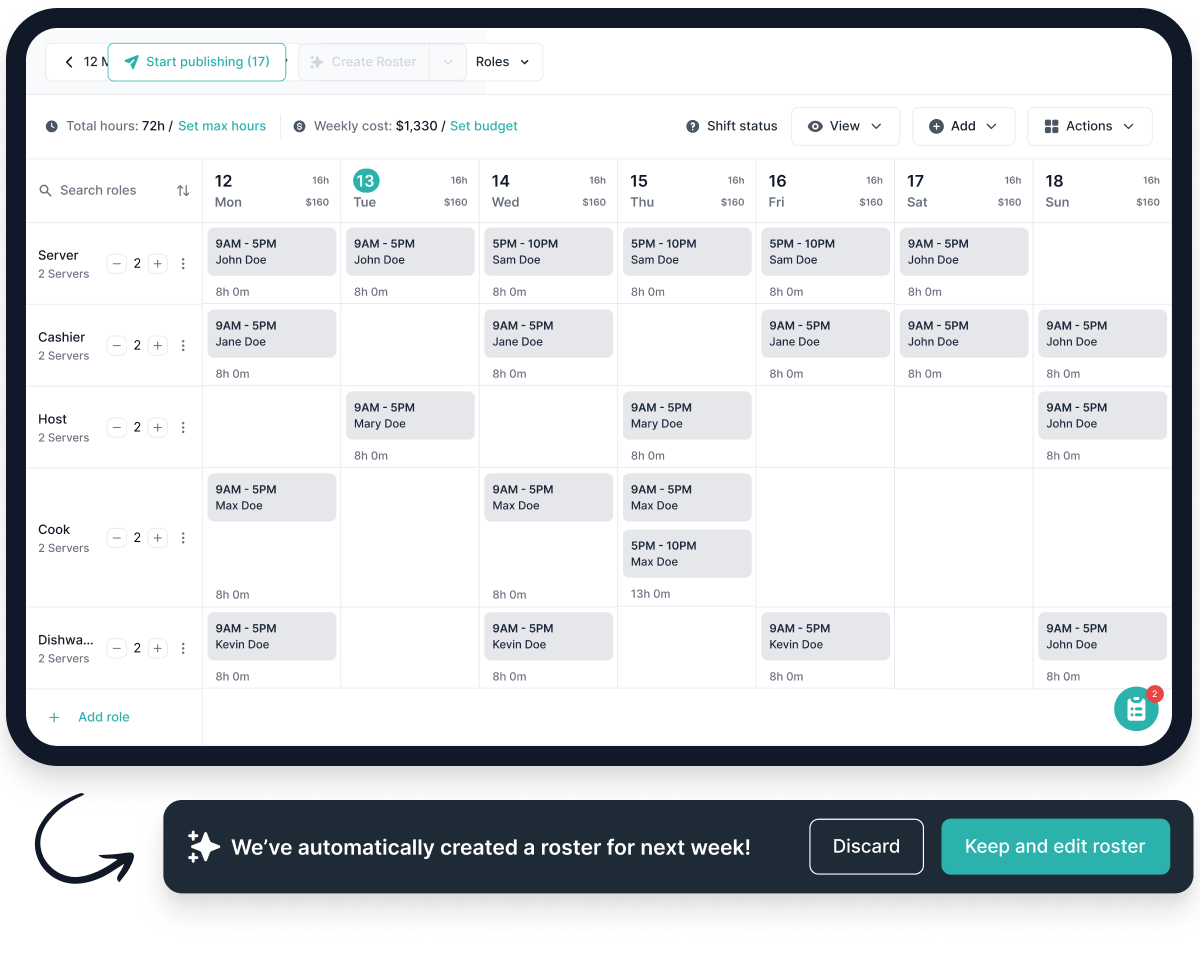 Free AI Rostering Software - Make Easy Rosters with AI! | Payroller