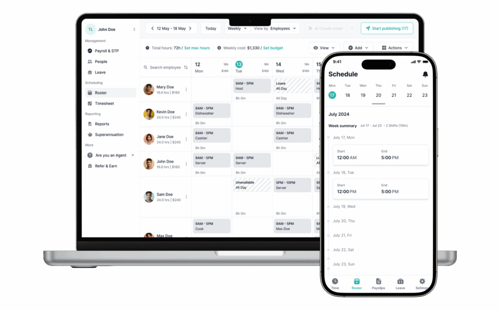 Free Roster Software - Rostering for Small Businesses | Payroller