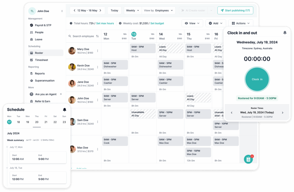 Free Roster Software - Rostering for Small Businesses | Payroller